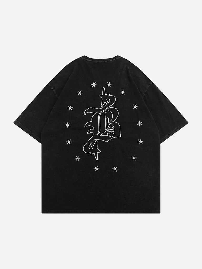 Star Gothic Letter Washed Tee – Oitoy